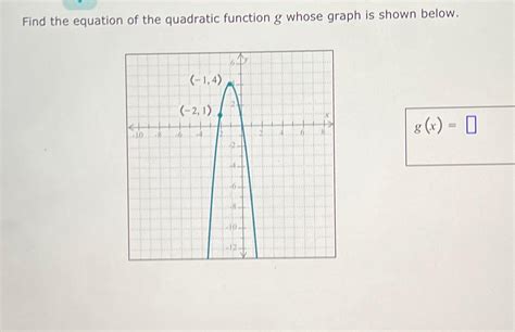 Solved Find The Equation Of The Quadratic Function G ﻿whose