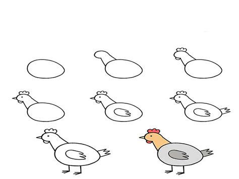 نقاشی مرغ کودکانه آموزش تصویری کشیدن نقاشی مرغ برای کودکان مرحله به مرحله