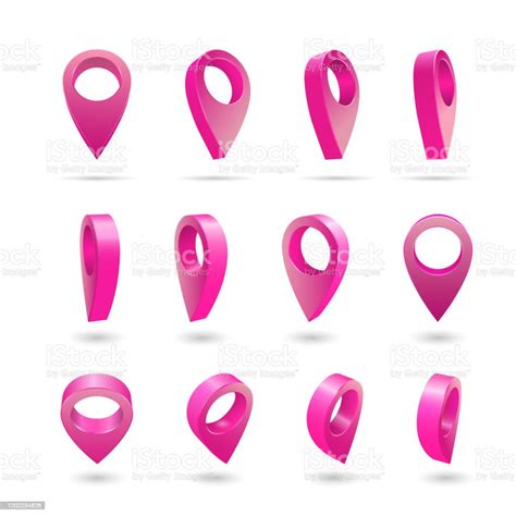set map pointer 3d pin location symbols vector stock illustration