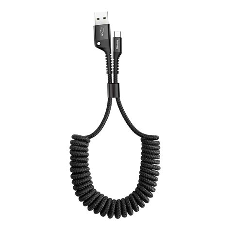 Product Deal USB C Coiled Cable For Car Baseus Retractable 3A USB Type C Fast Charging Cable