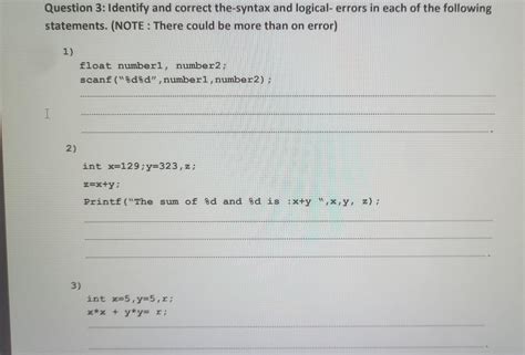 Solved Question Identify And Correct The Syntax And Chegg