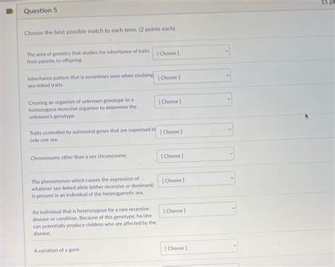 Solved Choose The Best Possible Match To Each Term Chegg Com