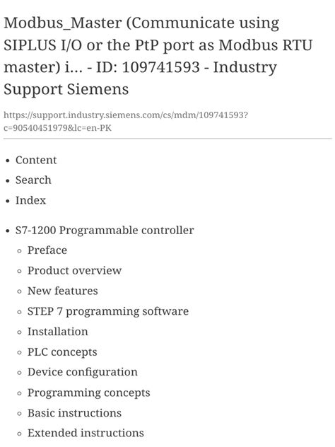 Modbus Master Communicate Using Siplus I O Or The Pdf Parameter Computer Programming