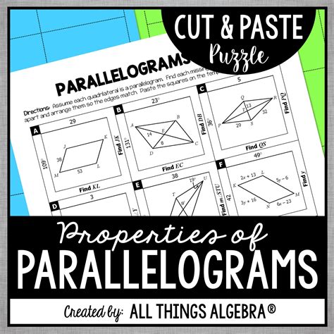 Parallelogram Properties Worksheet Parallelogram Proofs Peel And Stick