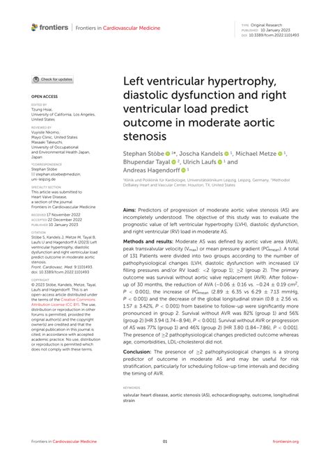 Pdf Left Ventricular Hypertrophy Diastolic Dysfunction And Right