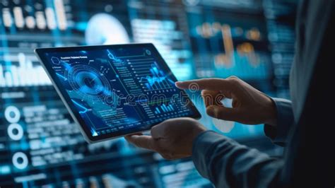 Person Using A Tablet With A Sophisticated Data Analytics Interface Displayed On The Screen Ai