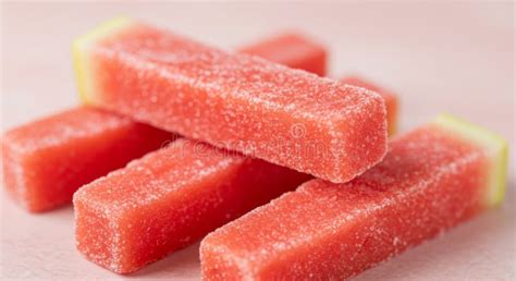 Red Watermelon Candy Bars On Pink Background Stock Illustration