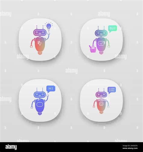 Chatbots App Icons Set Uiux User Interface Talkbots Virtual