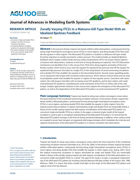 PDF Zonally Varying ITCZs In A Matsuno Gill Type Model With An Idealized Bjerknes Feedback
