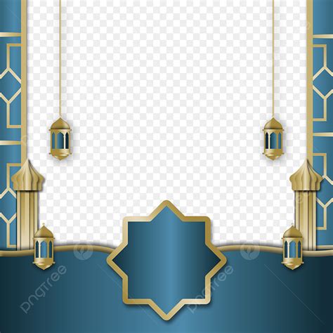우아한 아랍어 파란색과 황금 프레임 테두리 이슬람 경계 틀 아라비아 말 Png 일러스트 및 벡터 에 대한 무료 다운로드 Pngtree