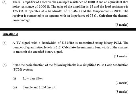 d the rf amplifier of a receiver has an input resistance of 1000 Ω