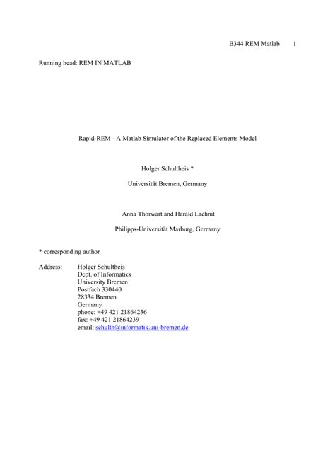 Pdf Rapid Rem A Matlab Simulator Of The Replaced Elements Model