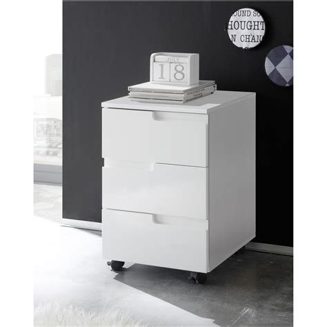 Шкаф за бюро Spice 3 чекмеджета Размер 40x60x45 см Цвят Бял Бял гланц Emag Bg