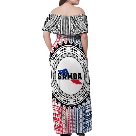 Samoa Black Saturday Off Shoulder Maxi Dress Polynesian Tribal Simple