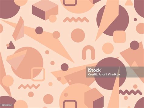 80 년대 스타일의 기하학적 원활한 패턴 등등 측정 기하학적 3d 셰이프 종이 홍보 자료 및 직물에 인쇄하기위한 트렌디 한 복고풍 배경 벡터 일러스트레이션 0명에 대한 스톡