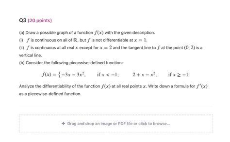 Solved A Draw A Possible Graph Of A Function Fx With The