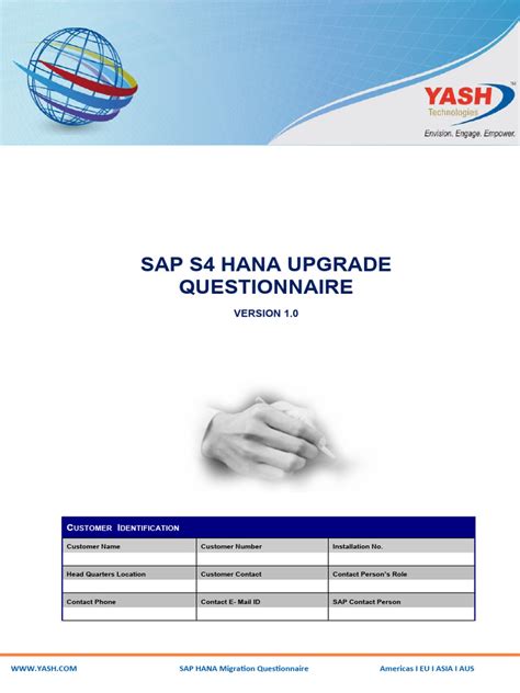 Sap Hana Upgrade Questionnaire Ver 20 Pdf Operating System Databases