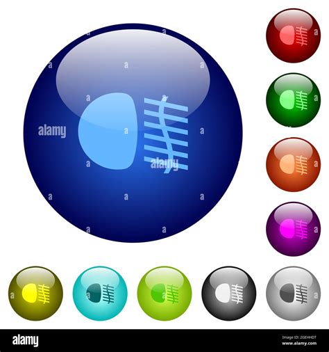 Fog Lights Icons On Round Glass Buttons In Multiple Colors Arranged