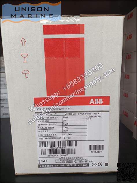 Abb Sace Tmax Xt Circuit Breakers Xt4l 250 Tma 250 2500 Unison Marine Supply