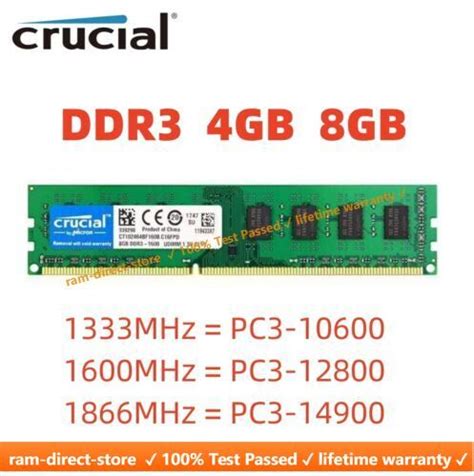 Crucial Ddr3 8gb 16gb 32gb 1333 1600 Mhz Desktop Ram Memory Dimm 240pins Ddr3 Ebay