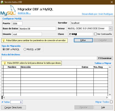 Visual Foxpro Cómo migrar una tabla DBF a MariaDB o MySQL