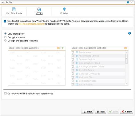 Utm 95 Web Profile Web Protection Web Filtering And Application