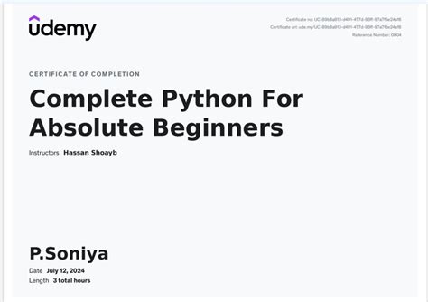 Patan Soniya On Linkedin Im Thrilled To Share That Ive Completed My Python For Absolute