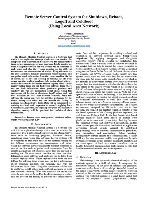 Remote Server Control System For Shutdown Reboot Pdf