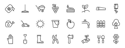 흰색으로 격리된 정원 윤곽 벡터 아이콘입니다 웹 및 Ui 디자인 모바일 앱 및 인쇄 제품을 위한 원예 아이콘 세트 갈퀴에 대한 스톡 벡터 아트 및 기타 이미지 Istock