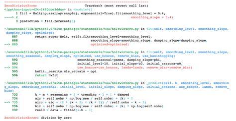 Python Zerodivisionerror Division By Zero в функции Holt пакета Statsmodels Stack Overflow