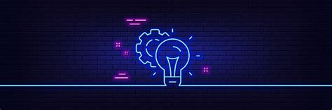 아이디어 기어 라인 아이콘입니다 설정 톱니바퀴 기호 작업 과정 네온 라이트 글로우 효과 벡터 0명에 대한 스톡 벡터 아트 및 기타 이미지 Istock