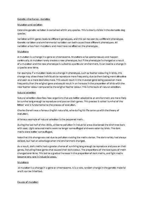 Genetic Inheritance Lecture Notes 3 5 Genetic Inheritance