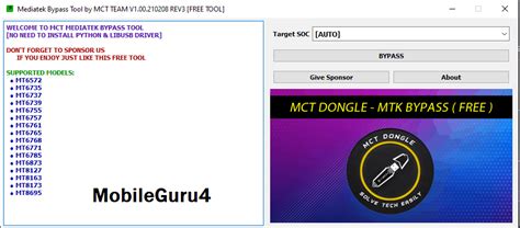 MCT MTK Bypass Tool V4 Latest Setup 2021 MTK Auth Bypass Mobile Guru4