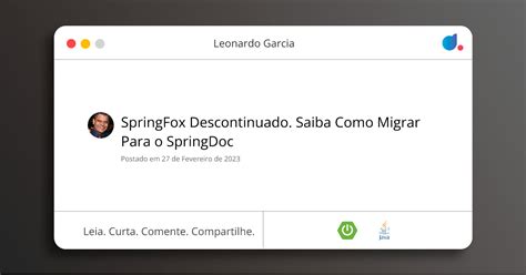 Springfox Descontinuado Saiba Como Migrar Para O Springdoc Leonardo Garcia Spring Boot