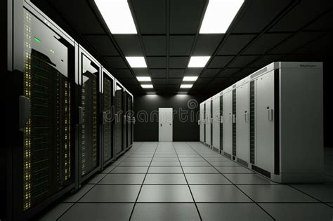 Server Room Interior In Data Center Database Stock Illustration