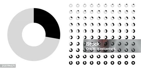 도넛형 차트의 백분율은 1에서 100까지 설정됩니다 도넛 파이 다이어그램 회색조 0명에 대한 스톡 벡터 아트 및 기타 이미지 0명 Donut Chart 개념 Istock