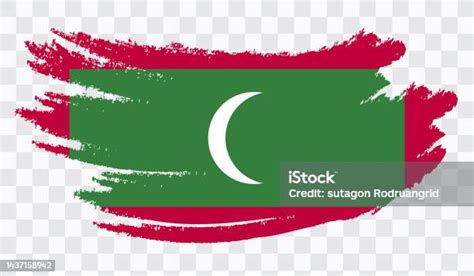 몰디브 국기와 함께 그런 지 브러시 스트로크 수채화 그림 깃발 포스터 국기의 배너 스타일 수채화 그리기 투명한 배경에 격리된 벡터입니다 가리기에 대한 스톡 벡터 아트 및