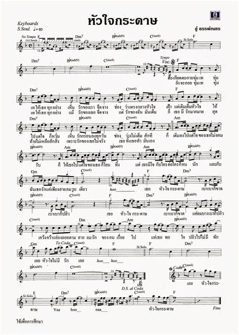 โน้ตและคอร์ด เพลง หัวใจกระดาษ อู๋ ธรรพ์ณธร