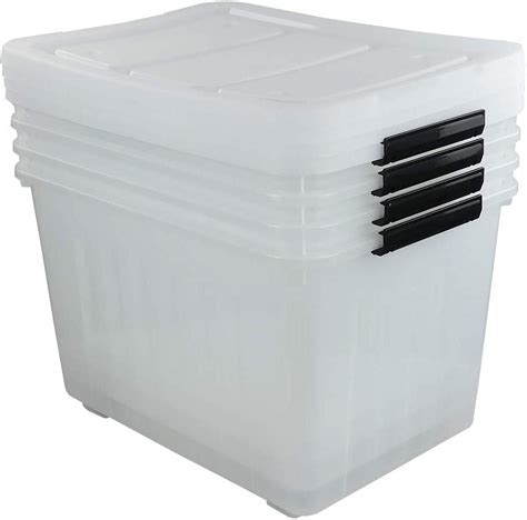 Farmoon 70 Quart Clear Storage Bin With Wheels Large Plastic Stackable