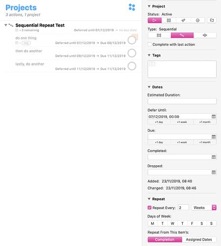 repeating projects with sequential tasks help omnifocus the omni group user forums