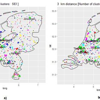 Comparison Of A Aerial Distance Based Clustering And B Download Scientific Diagram