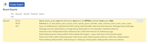 Export Is In Queue For Last Five Hours Has 13000 Observations With