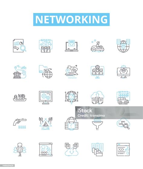 Networking Vector Line Icons Set Networking Lan Wan Wifi Routers Hubs Ethernet Illustration