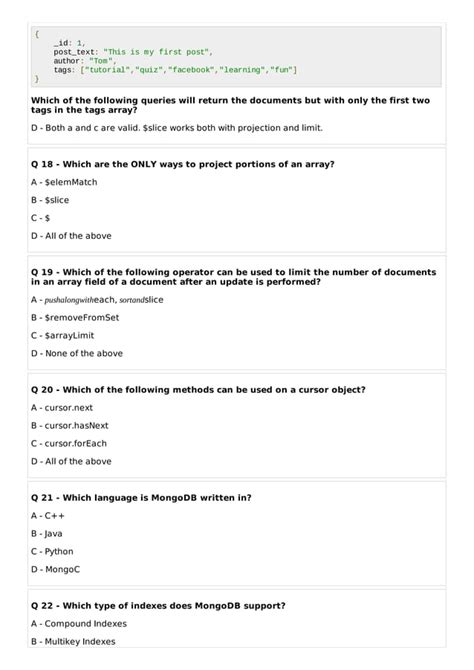 Mongodb Mock Testii Pdf