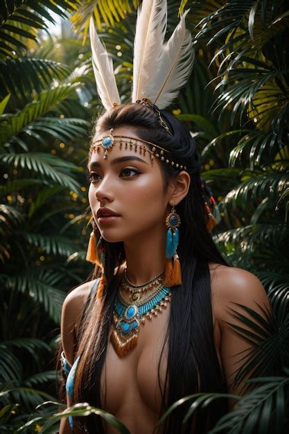 Premium Ai Image Beautiful Sexy Native American Woman In Traditional