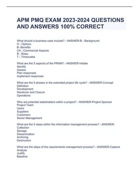 Apm Pmq Exam Questions And Answers 100 Correct Apm Pmq Stuvia Us