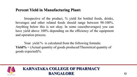 Qc And Qa Calculation Of Yield Pptx Chemistry Science