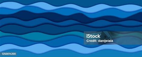 푸른 종이 예술은 배경을 파도 바다 물 개념 벡터 일러스트레이션 0명에 대한 스톡 벡터 아트 및 기타 이미지 0명 3차원 형태 가리기 Istock