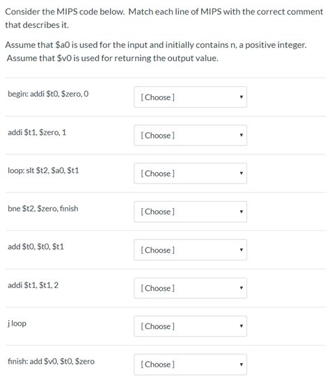 Solved Consider The MIPS Code Below Match Each Line Of MIPS Chegg Com