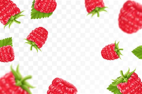 Premium Vector Raspberry Background Flying Raspberry With Green Leaf